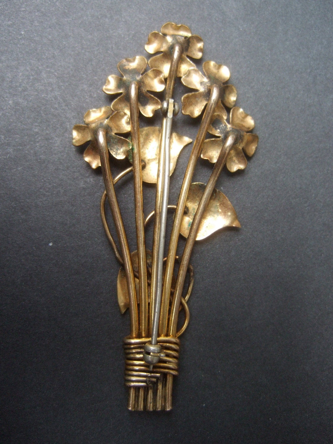 Elegant Crystal Gilt Metal Flower Brooch C 1950 - Etsy