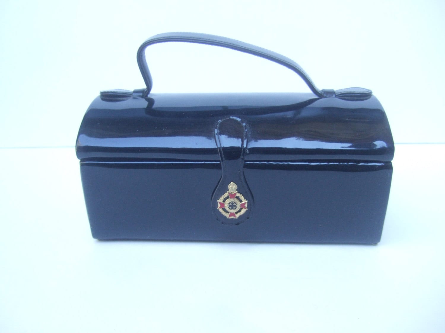 Mod Black Patent Vinyl Box Style Handbag C 1960 - Etsy