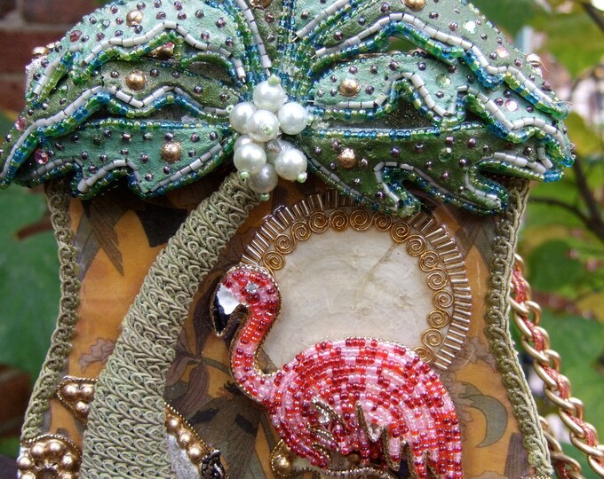 SALE Beaded Pink Flamingo Handbag by Mary Frances - Etsy