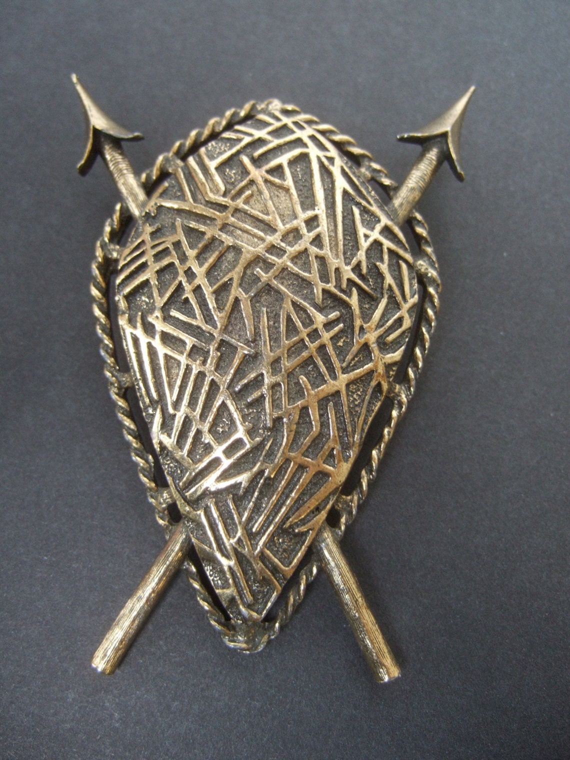 Large Gilt Metal Shield Brooch C 1960 - Etsy