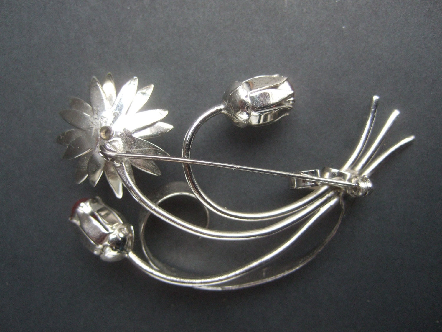 1950s Stylized Silver Metal Flower Brooch - Etsy