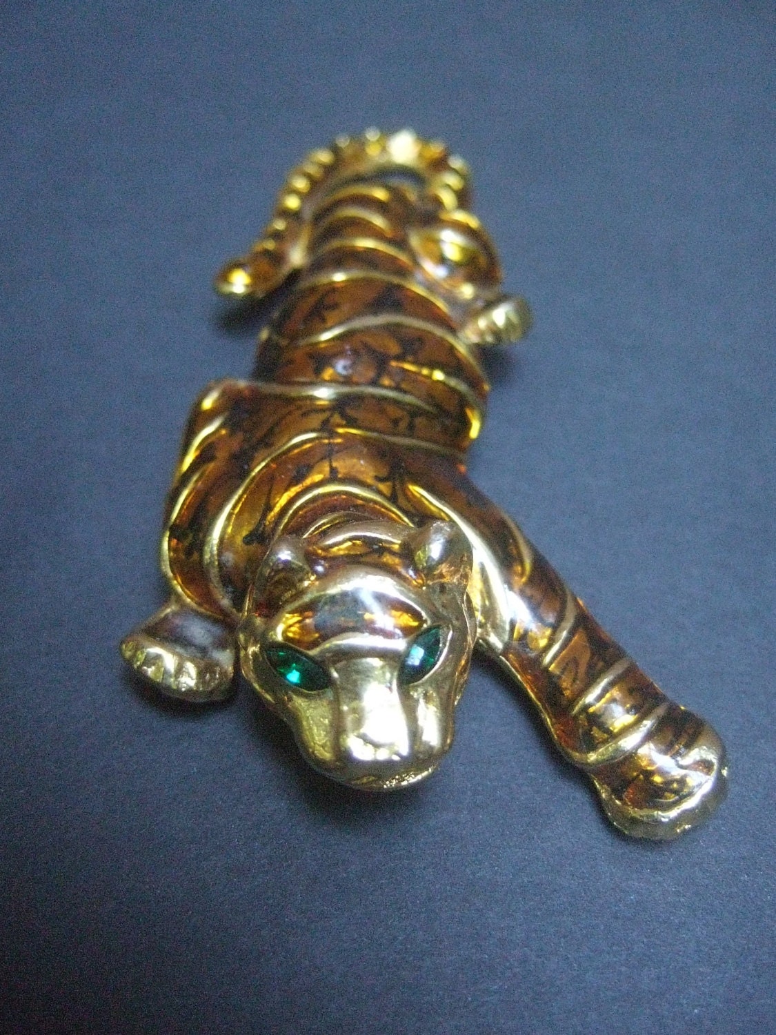 Stylized Large Gilt Metal Leopard Brooch - Etsy