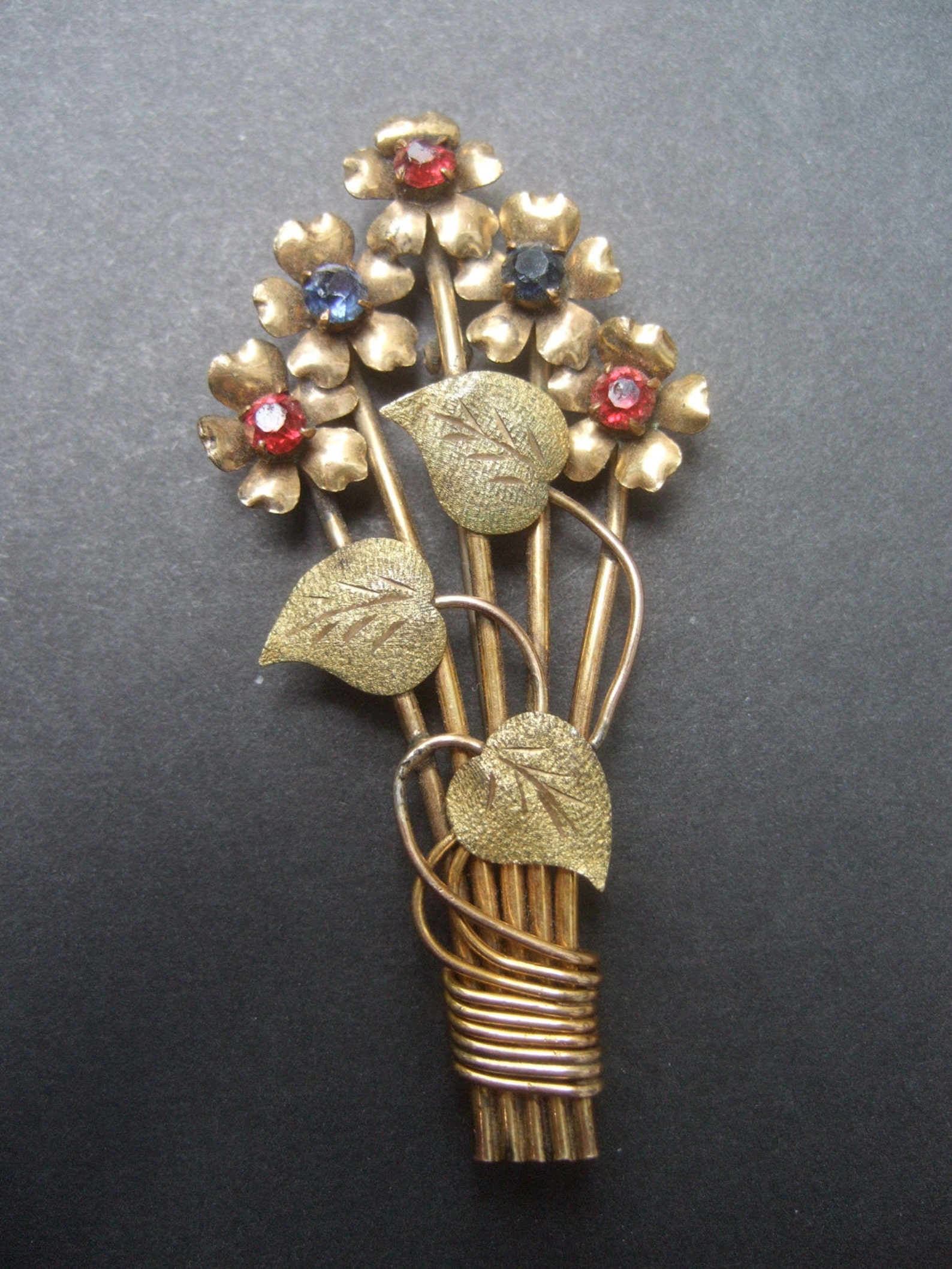 Elegant Crystal Gilt Metal Flower Brooch C 1950 - Etsy