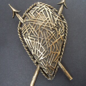 Large Gilt Metal Shield Brooch C 1960 - Etsy