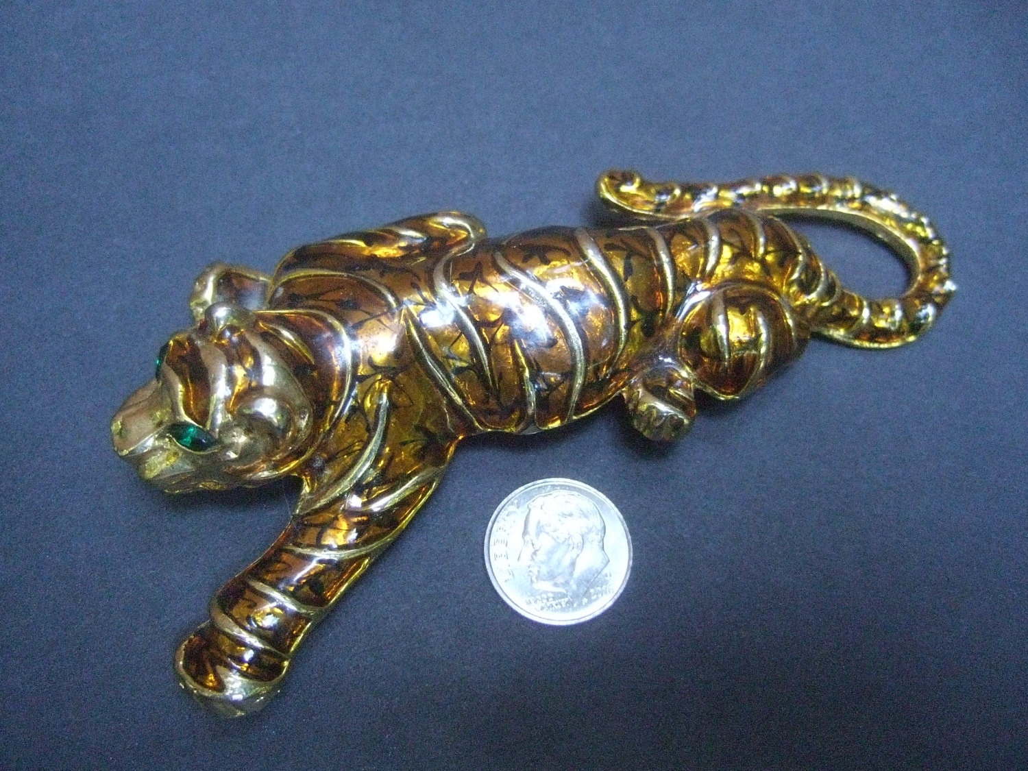 Stylized Large Gilt Metal Leopard Brooch - Etsy