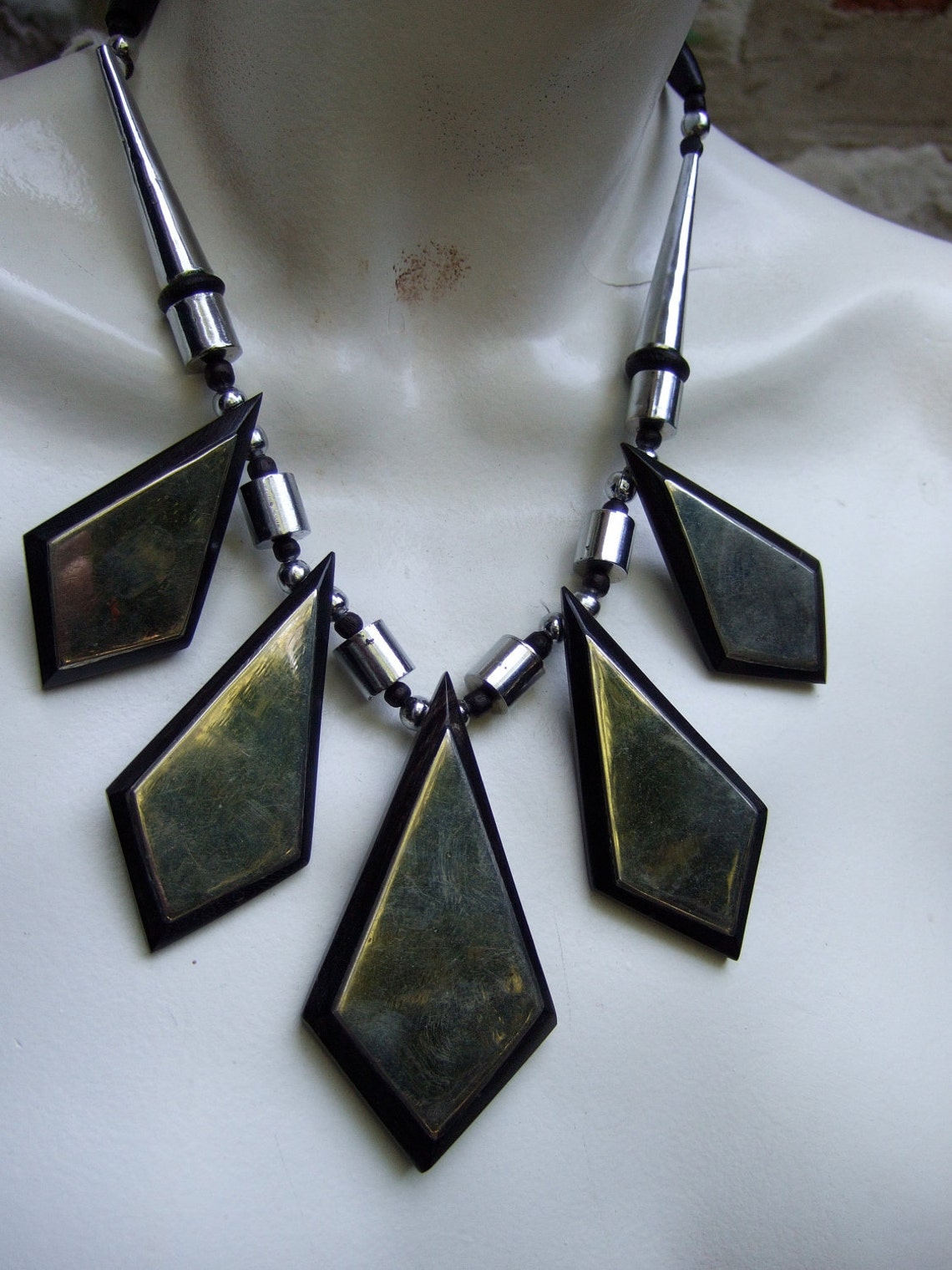 Chrome Futuristic Triangular Necklace C 1990 - Etsy