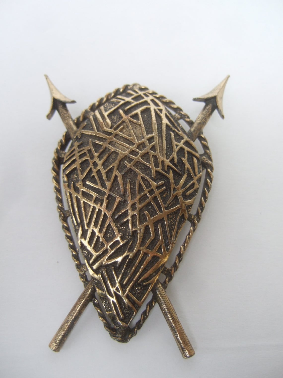 Large Gilt Metal Shield Brooch C 1960 - Etsy