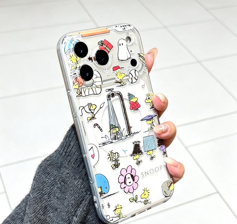 Snoopy Charlie Brown Magnetic Stand Case for iPhone 17 16 15 14 13 12 ...
