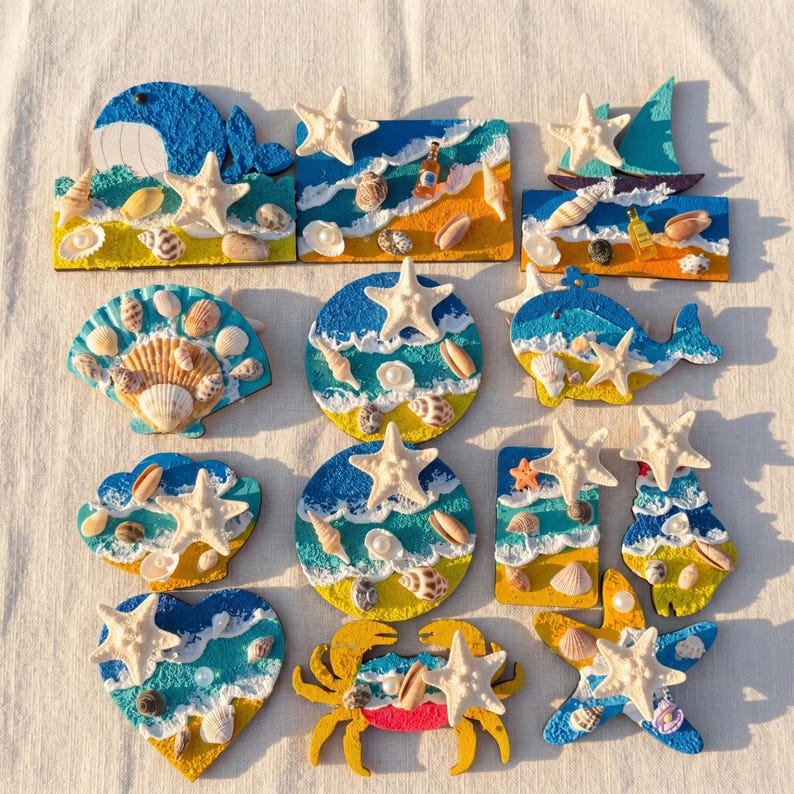 Handmade Beach Fridge Magnets, Seashell Ocean Coastal Decor, Nautical ...