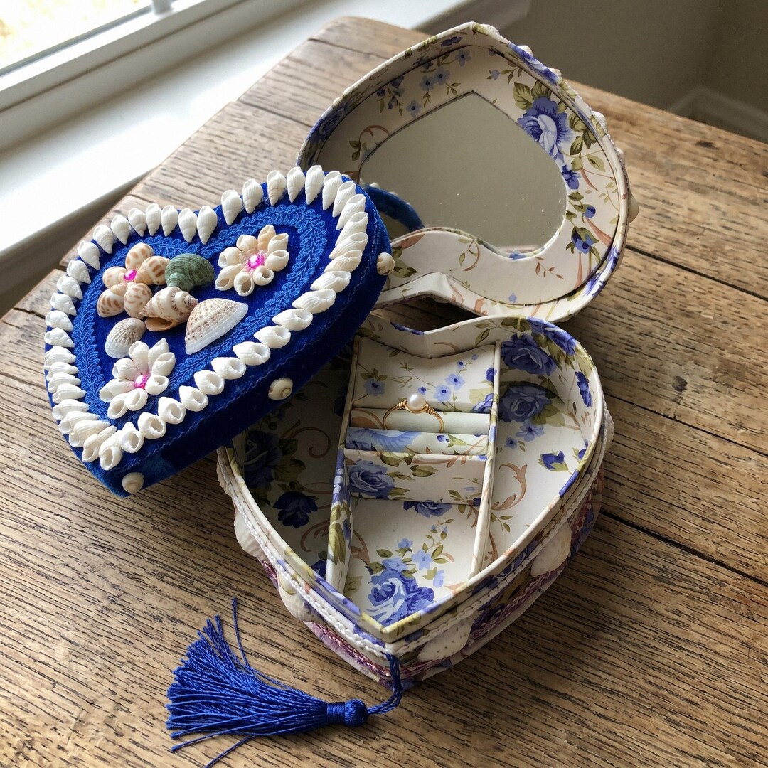 Handmade Heart Seashell Jewelry Box: Coastal Beach Keepsake Organizer ...