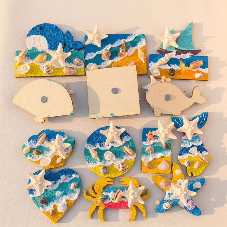 Handmade Beach Fridge Magnets, Seashell Ocean Coastal Decor, Nautical ...