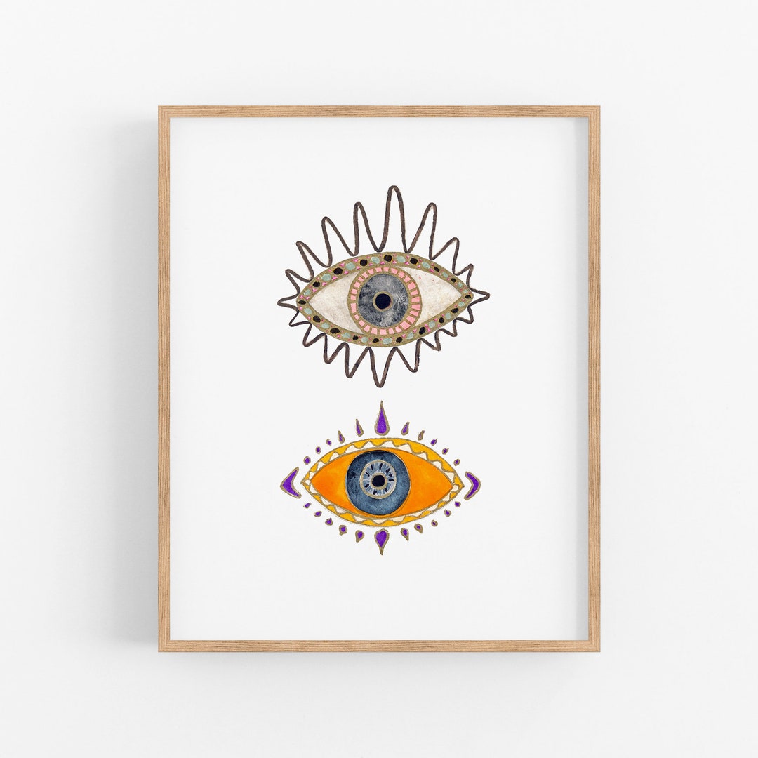 Evil Eye Art Print. Tribal Gypsy Girl Art Print. Boho Decor. Watercolor ...