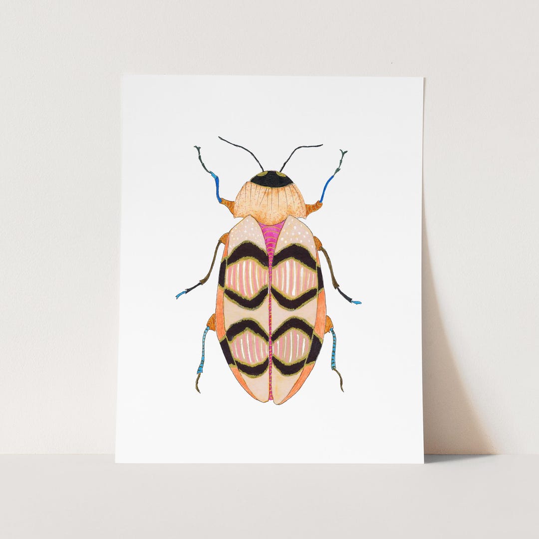 Pretty Beetle Art Print. Fun and Bold Bug Art. Girls Room Decor. Pretty ...