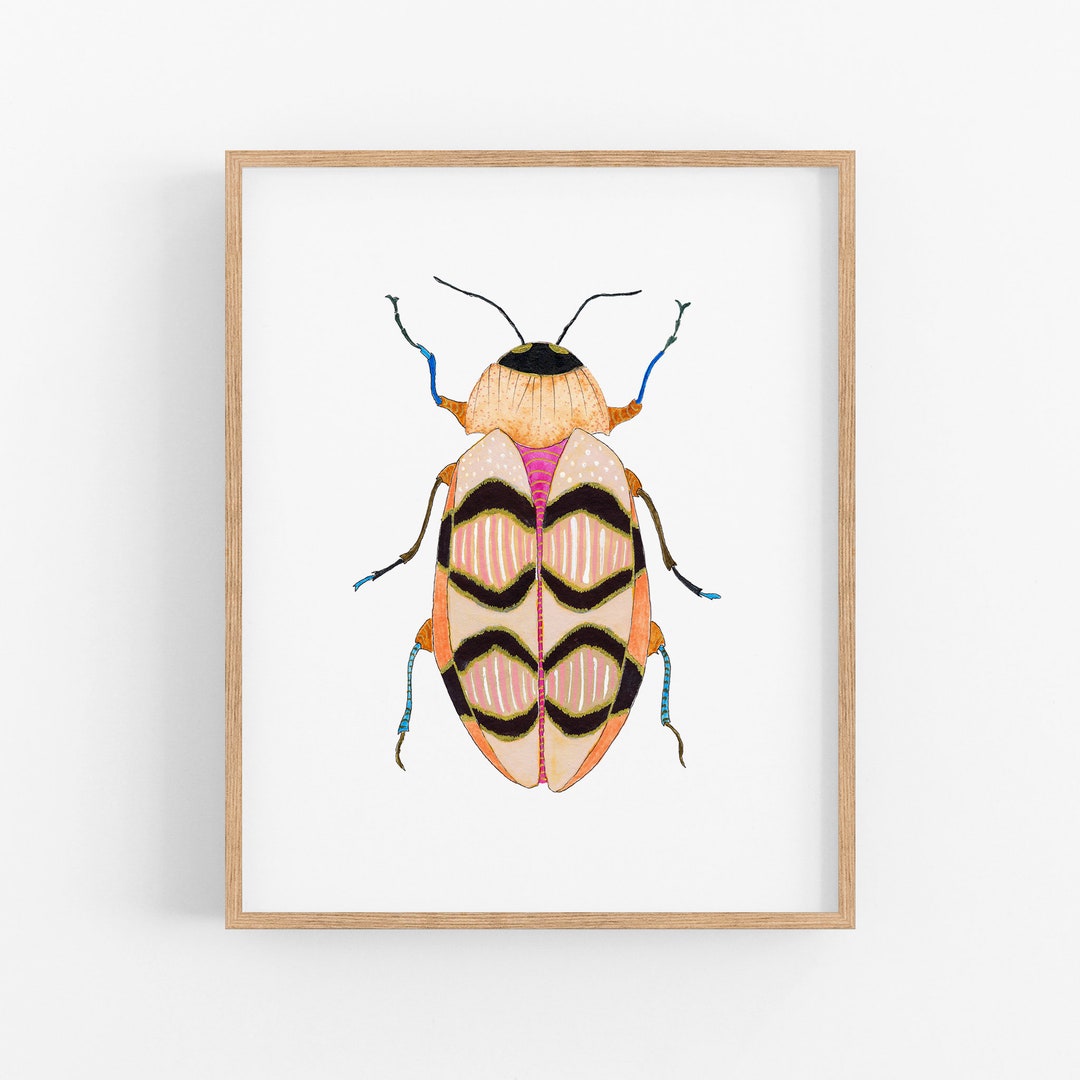 Pretty Beetle Art Print. Fun and Bold Bug Art. Girls Room Decor. Pretty ...