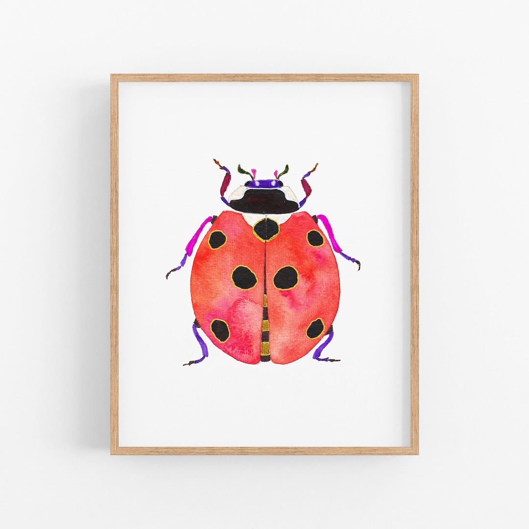Ladybug Art Print. Watercolor Ladybug Art Print. Kids Room Decor. Cute ...
