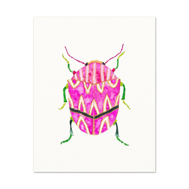 Pink Beetle Art Print. Colorful Insect Art. Bright Bold Kids - Etsy