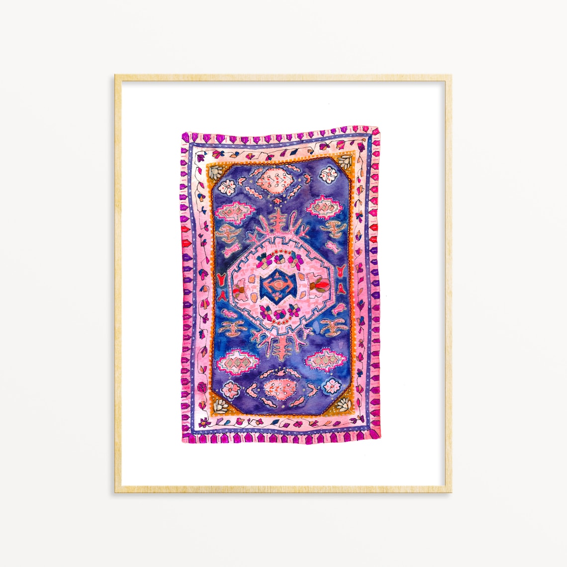Vintage Rug Art Print. Watercolor Antique Rug Art. Modern Boho | Etsy