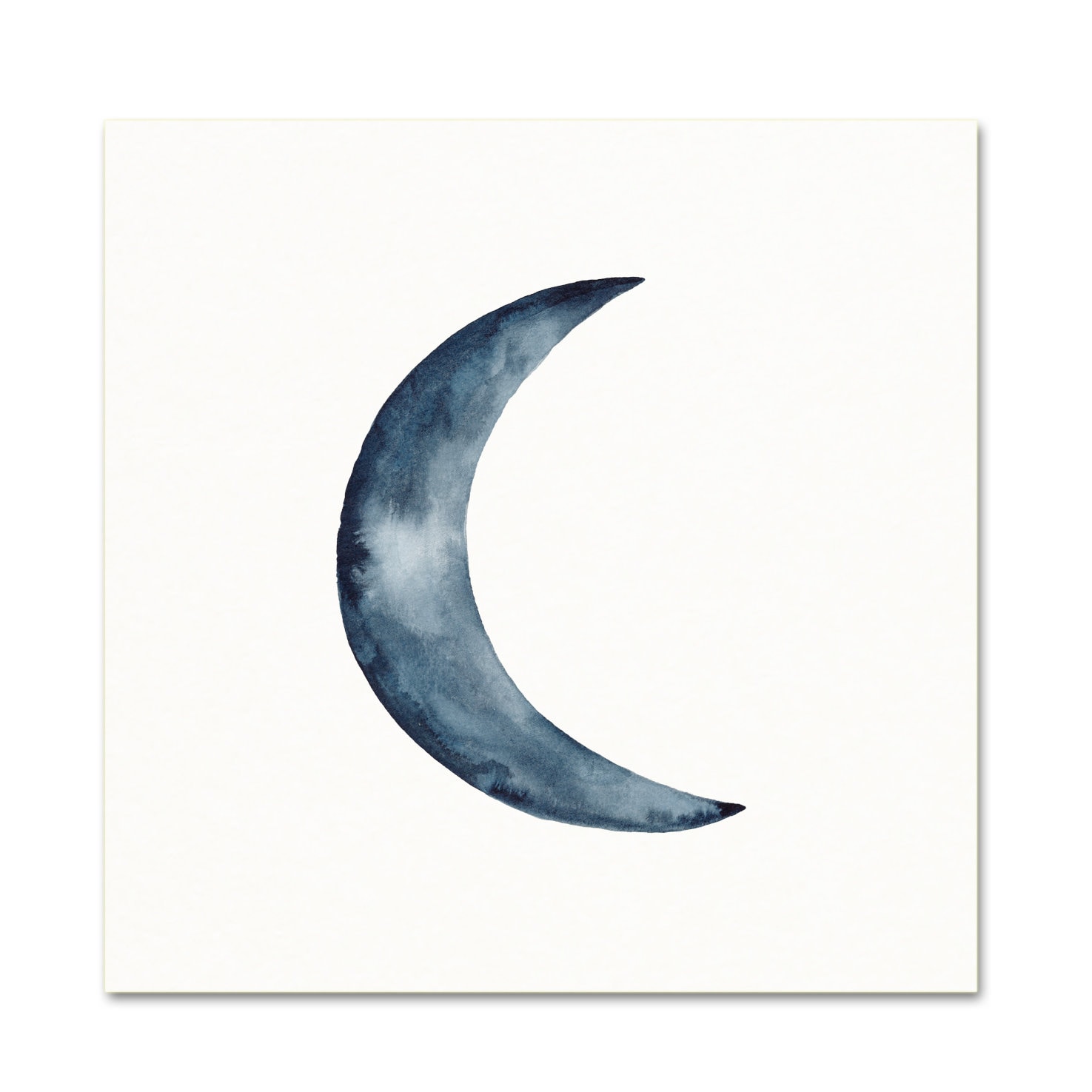Moon Phase Art Print. Indigo Waning Moon. Crescent Moon Art. | Etsy