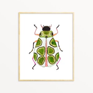 Watercolor Beetle Art Print. Fun Green Bug Art. Watercolor - Etsy