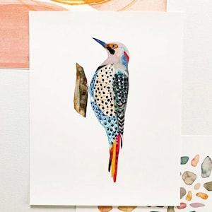 Watercolor Yellowhammer Art Print. Alabama State Bird Painting. Northern Flicker Woodpecker ...