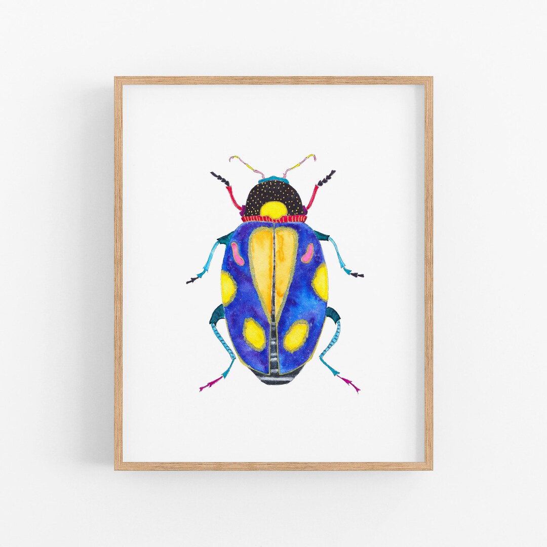 Blue Watercolor Bug Art Print. Boys Room Decor. Colorful Bug Art Print ...