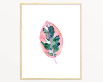 Watercolor Rubber Plant Wall Art. Rubber Plant Art Print.