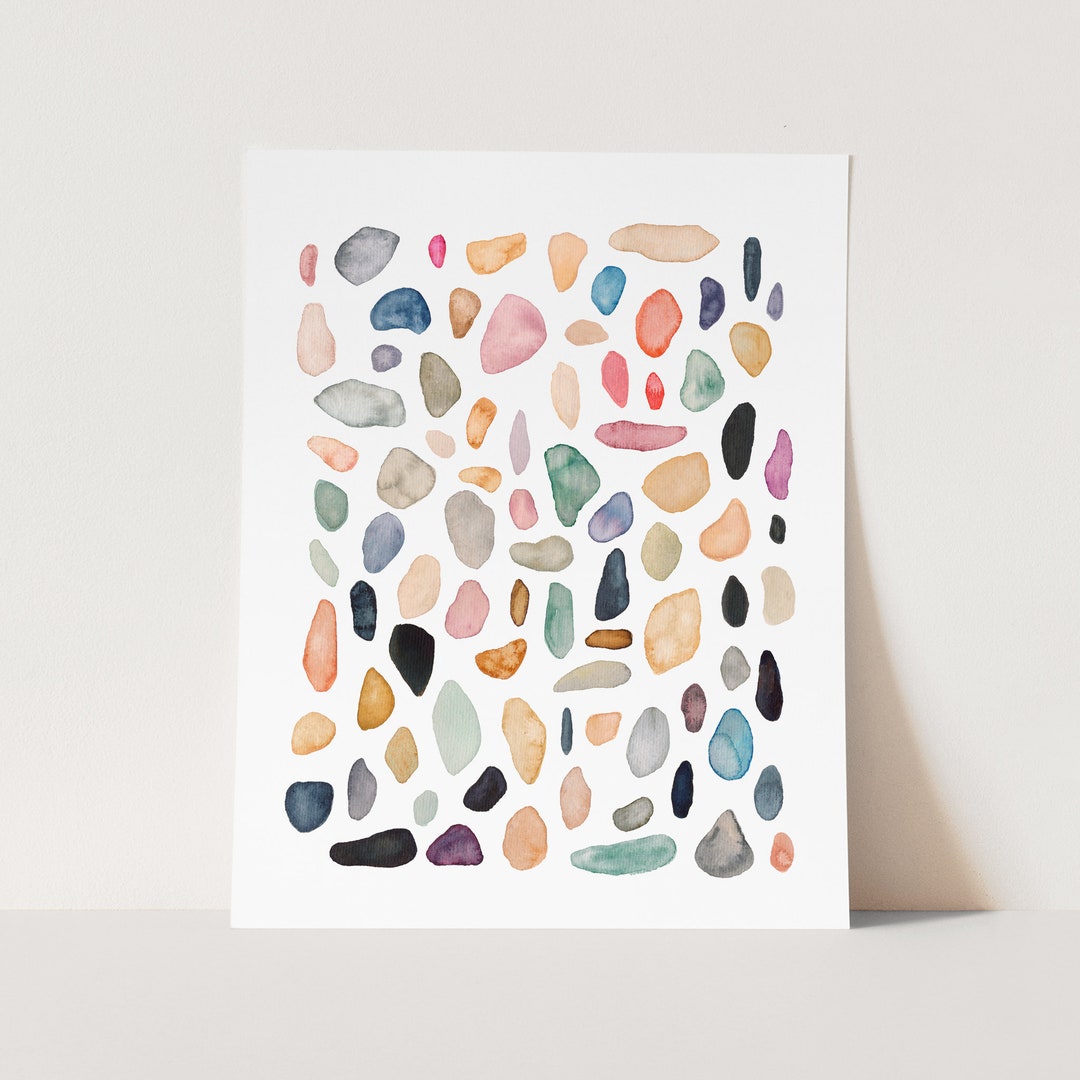 Ocean Pebbles Art Print. Coastal Decor. Beach House Art. Beach Pebbles ...