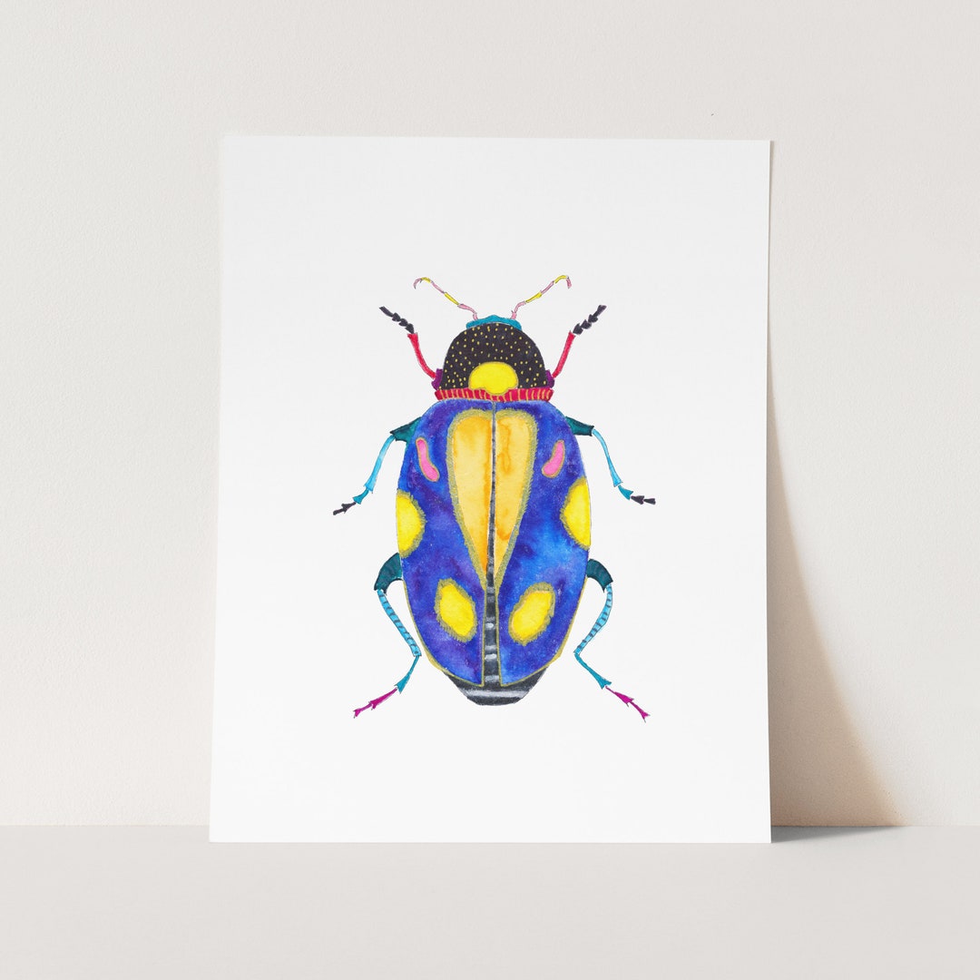 Blue Watercolor Bug Art Print. Boys Room Decor. Colorful Bug Art Print ...
