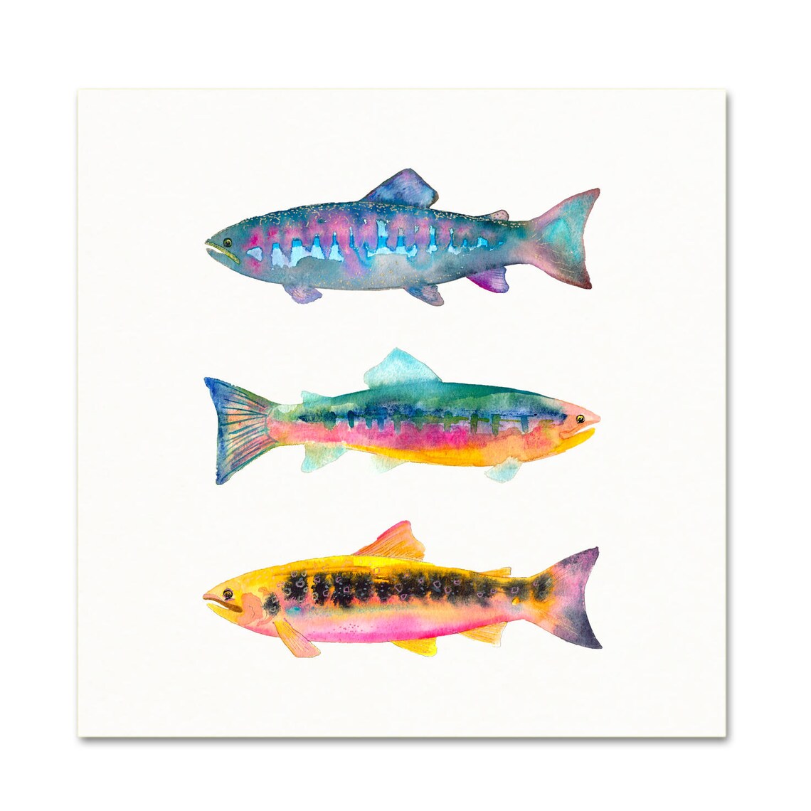 Brightly Colored Watercolor Trout Art Print. Father's Day - Etsy