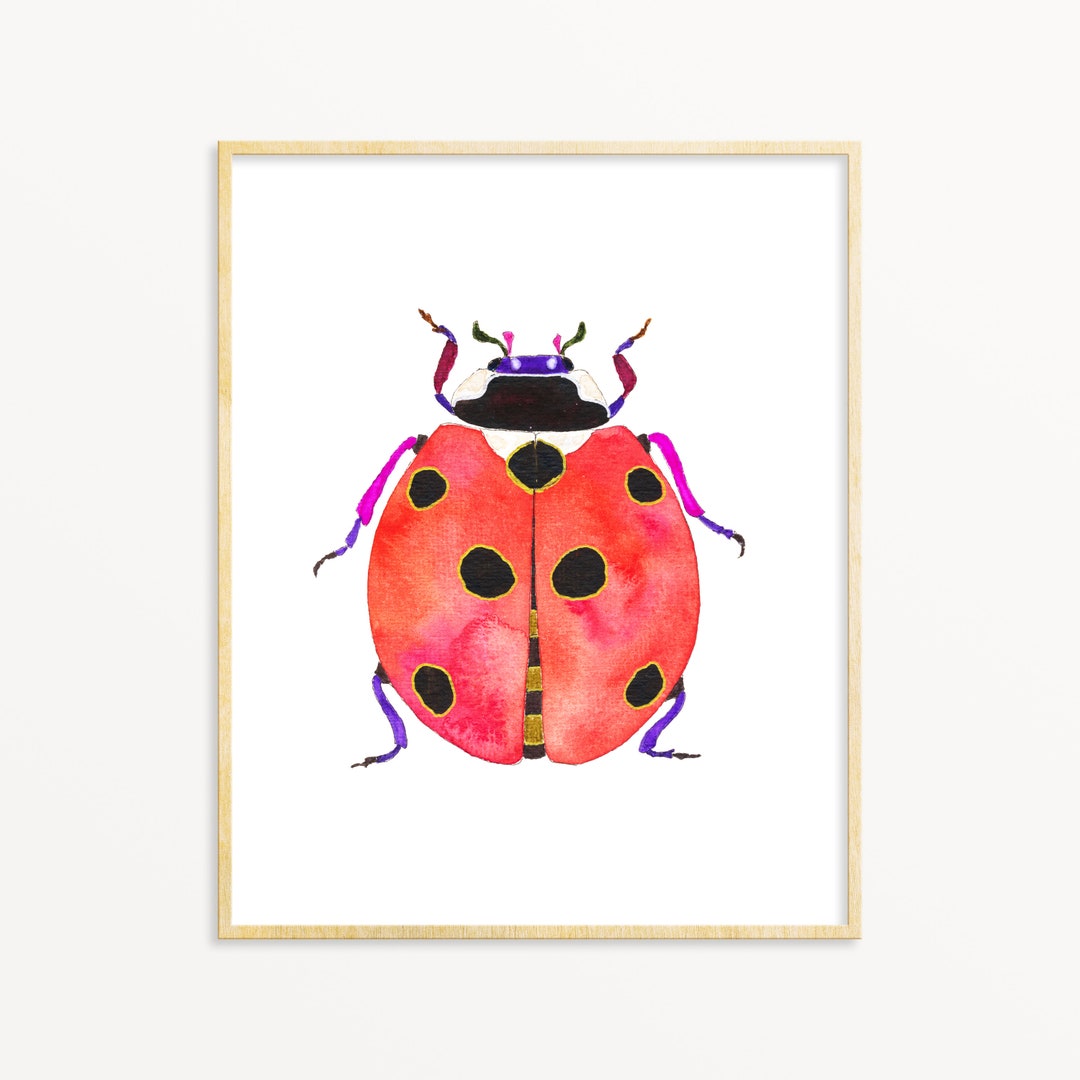 Ladybug Art Print. Watercolor Ladybug Art Print. Kids Room - Etsy