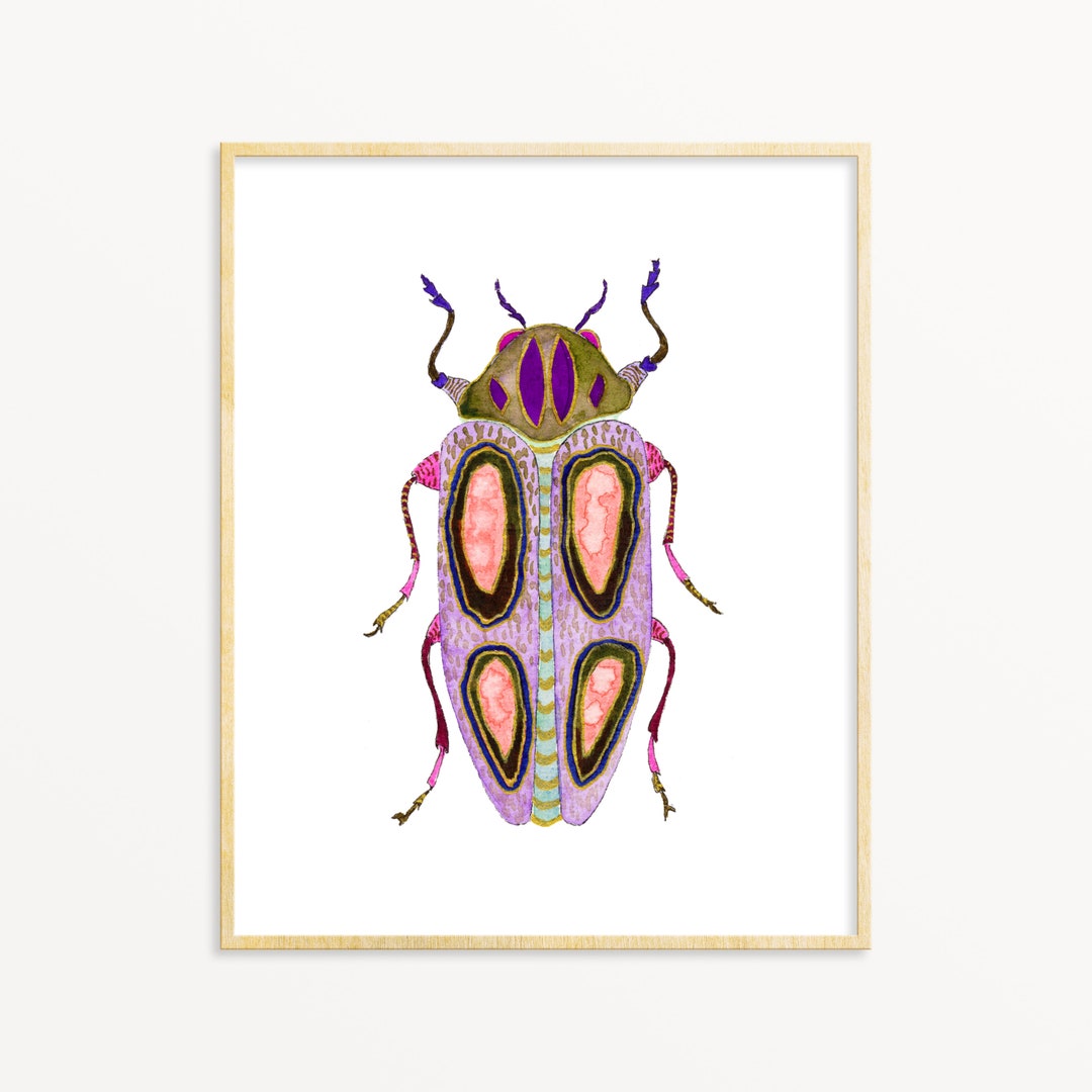 Watercolor Beetle Art Print Colorful Bug Art for Kids Room Nursery ...