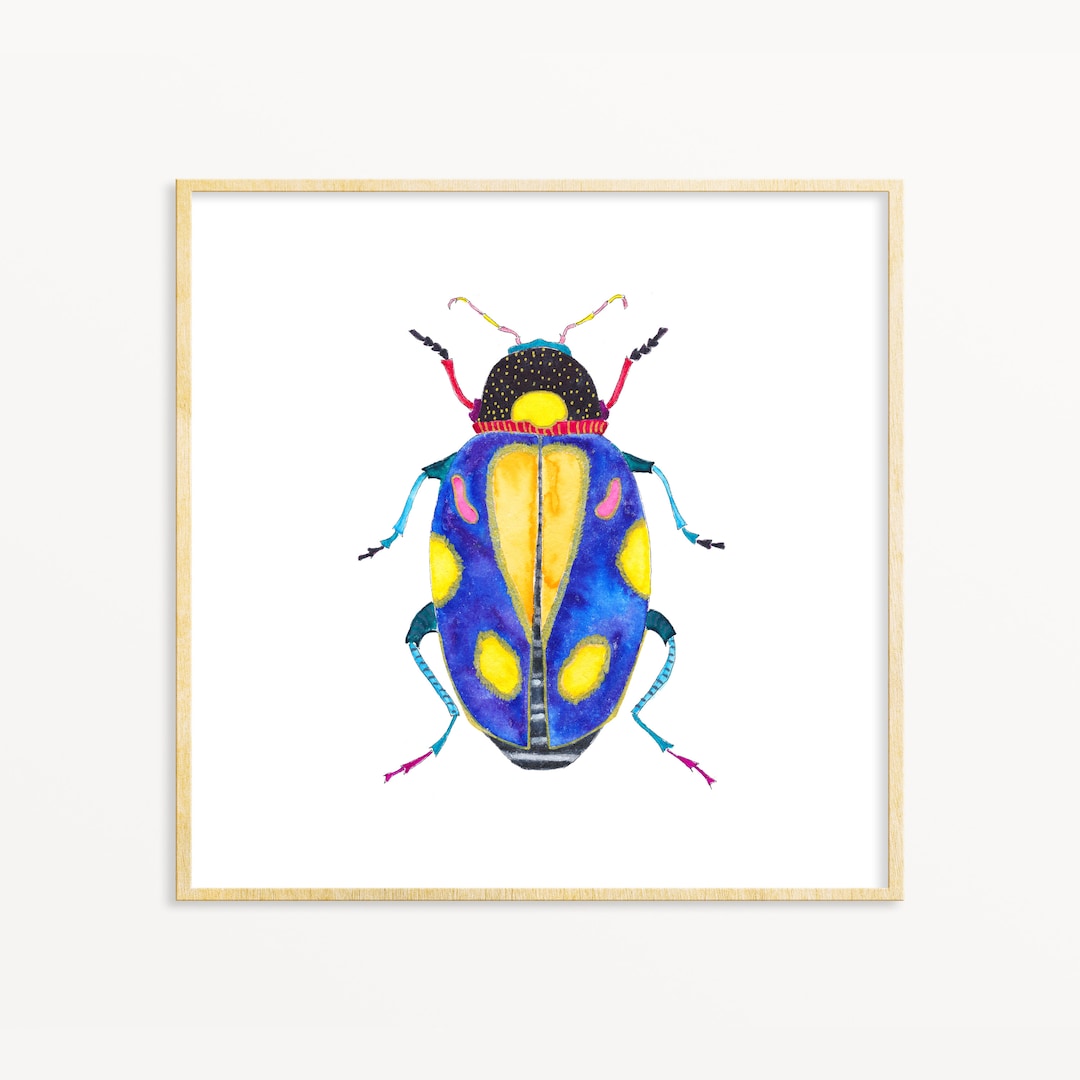 Blue Watercolor Bug Art Print. Boys Room Decor. Colorful Bug - Etsy