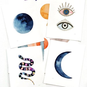 Moon Phase Art Print. Indigo Waning Moon. Crescent Moon Art. Art Print ...