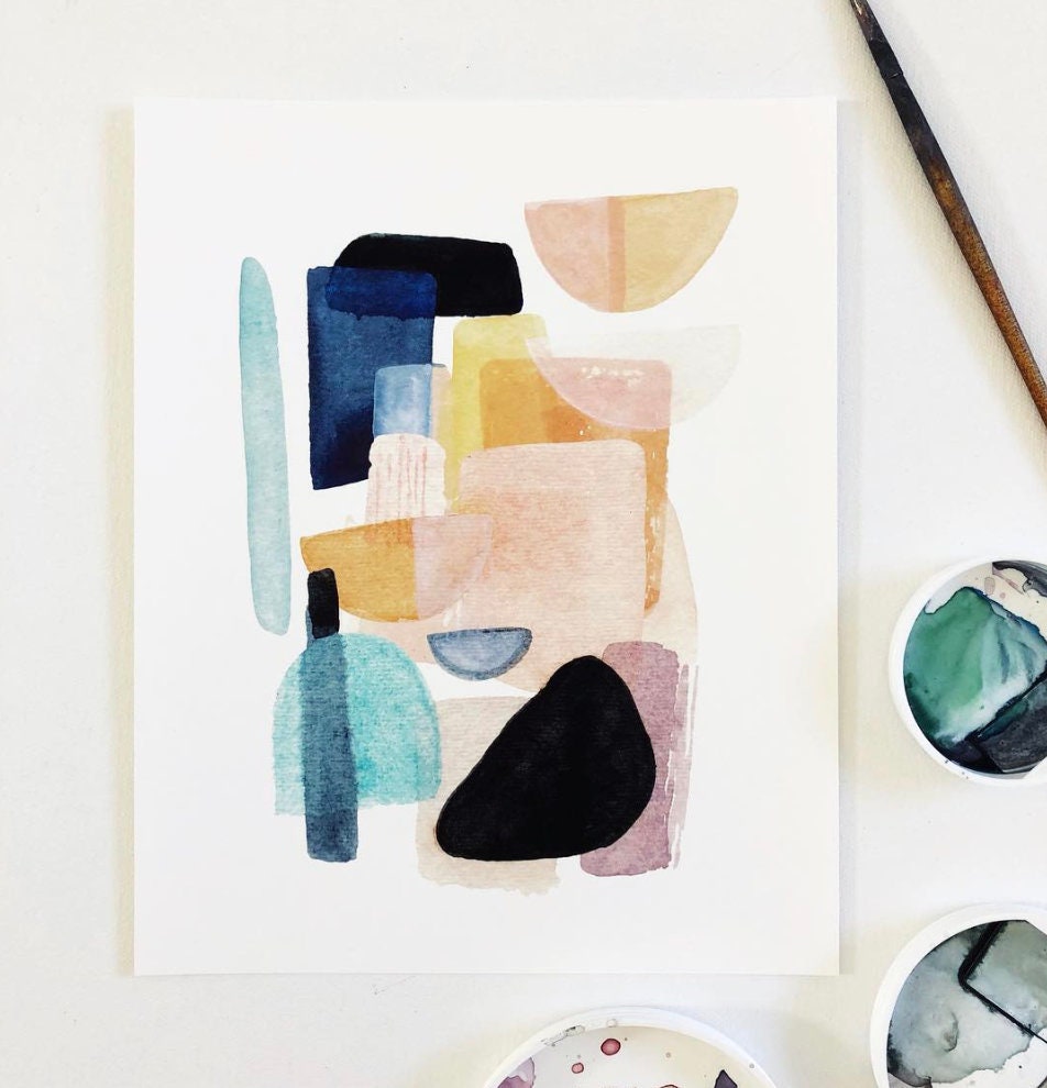 Colorful Abstract Watercolor Art. Modern Gallery Wall Art. - Etsy