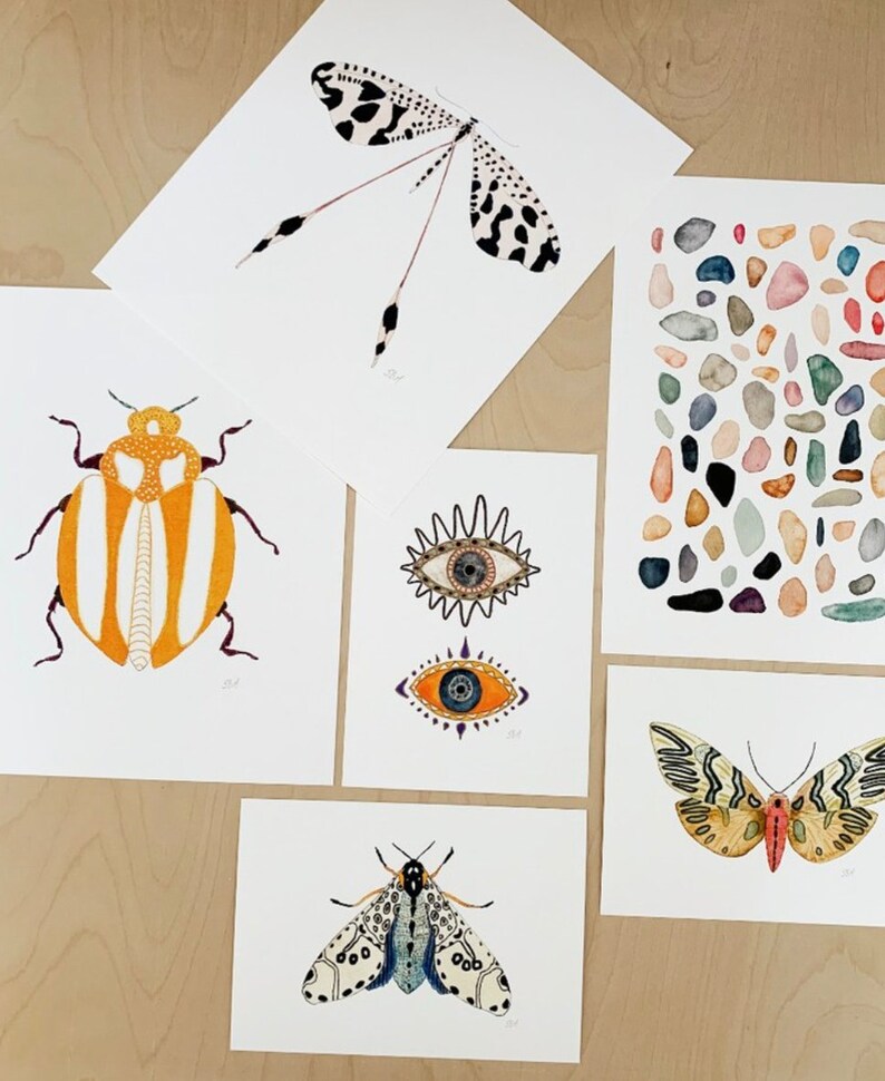 Cute Bug Art Print. Pretty Watercolor Insect Art. Pastel Pink | Etsy