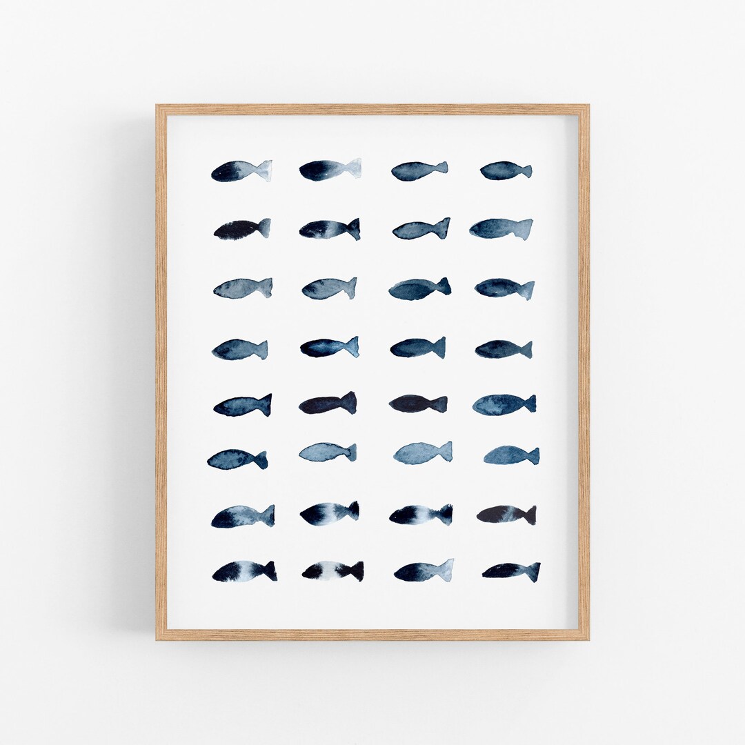 Lake House Decor. Blue Fish Art Print. Nursery Gallery Wall Art Print ...