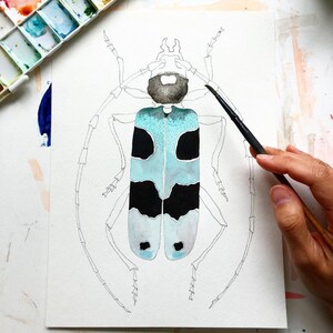 Light Blue Beetle Art Print. Nursery Decor. Boy's / | Etsy