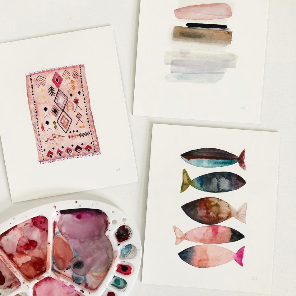 Colorful Fish Art Print. Watercolor Fish. Abstract Fish Print. | Etsy