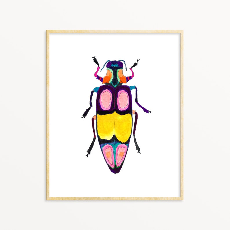 Beetle Art Print. Colorful Insect Art. Bright Bold Kids Room | Etsy
