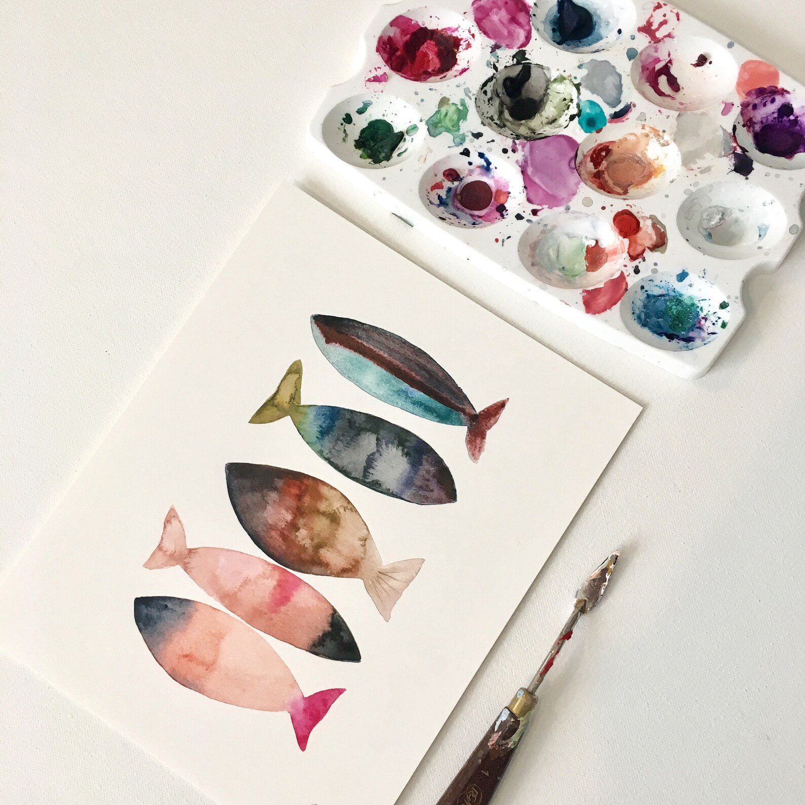 Colorful Fish Art Print. Watercolor Fish. Abstract Fish Print. | Etsy