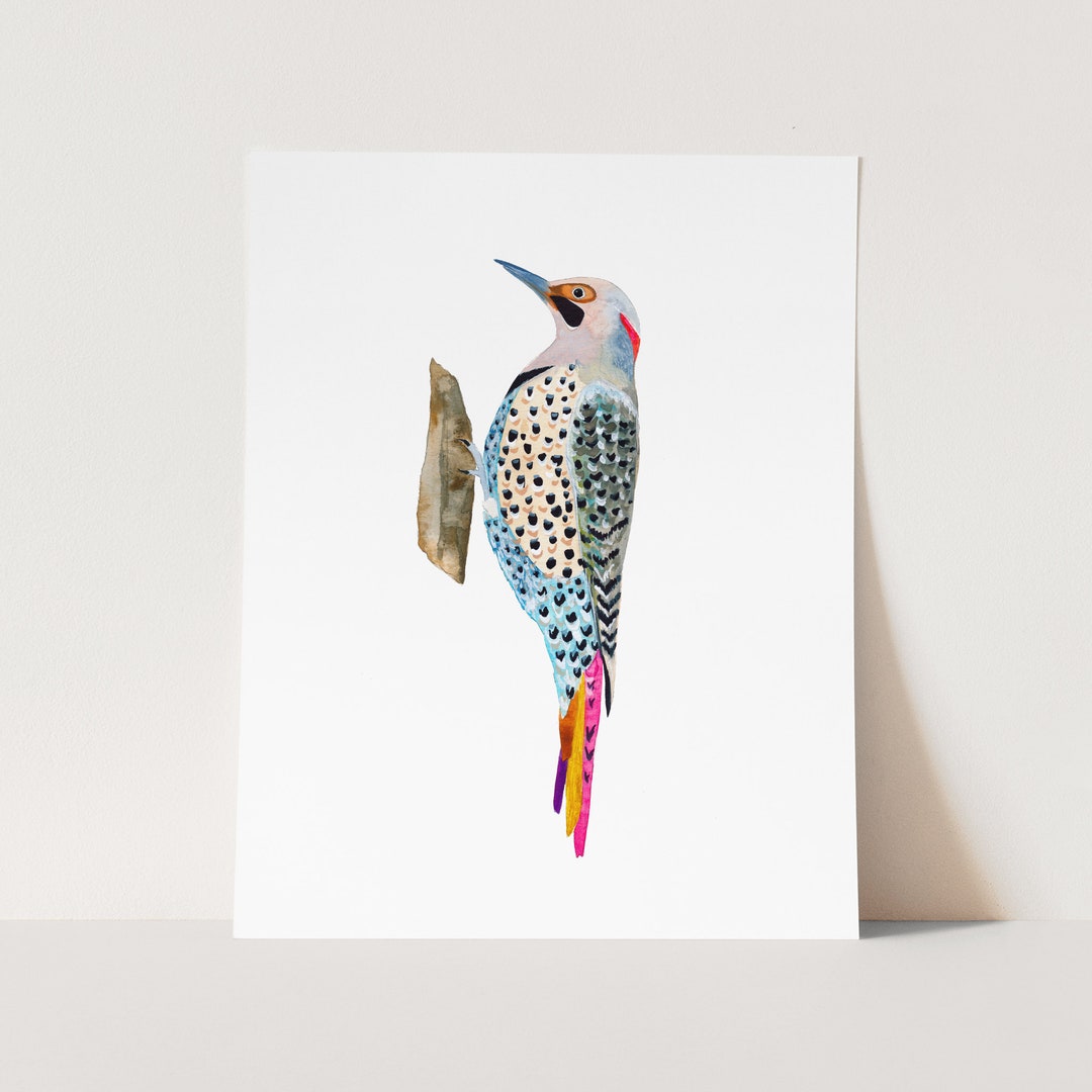 Watercolor Yellowhammer Art Print. Alabama State Bird Painting. Northern Flicker Woodpecker ...