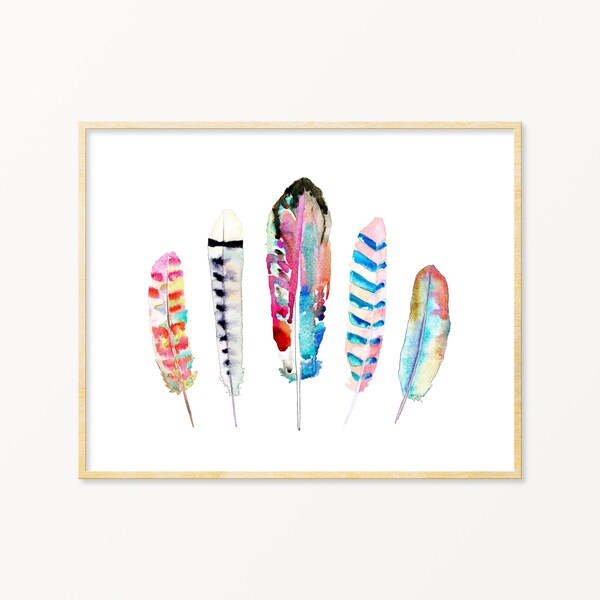 Colorful Feather Art - Etsy