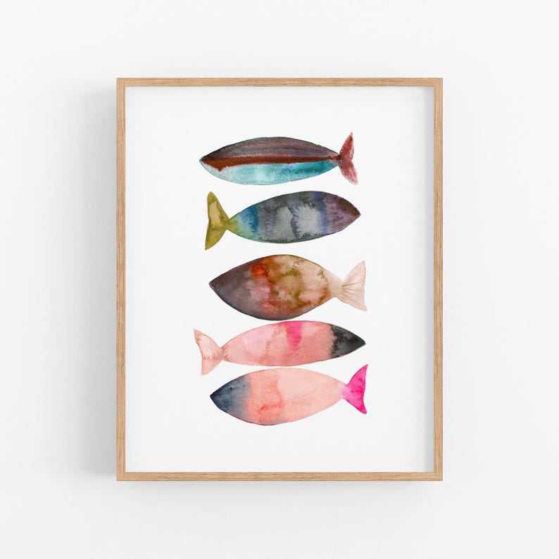 Colorful Fish Art Print. Watercolor Fish. Abstract Fish Print ...