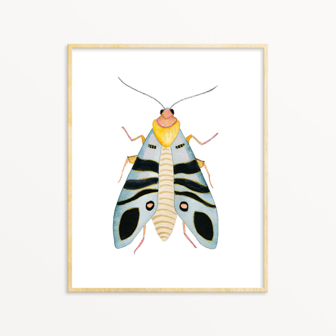 Blue Winged Bug Art Print. Beautiful Insect Painting. Cute Bug. Nursery ...