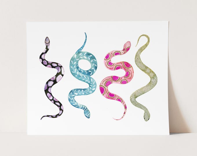 Watercolor Hognose Snake Art Print. Reptile Decor. Vintage Wall Art ...