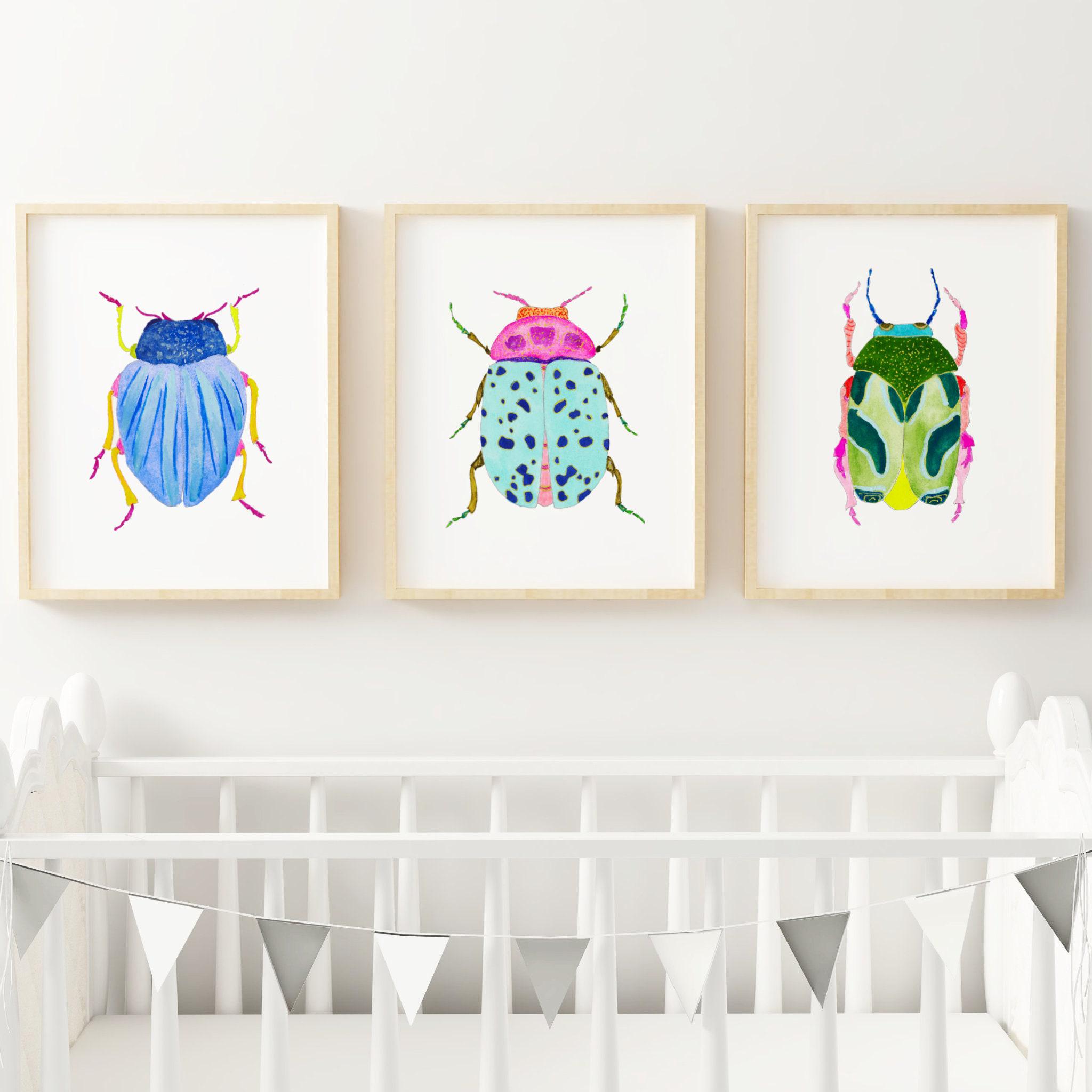 Blue Green Beetle Art Print. Fun Bug Decor. Kids Room Wall Art. Nature ...