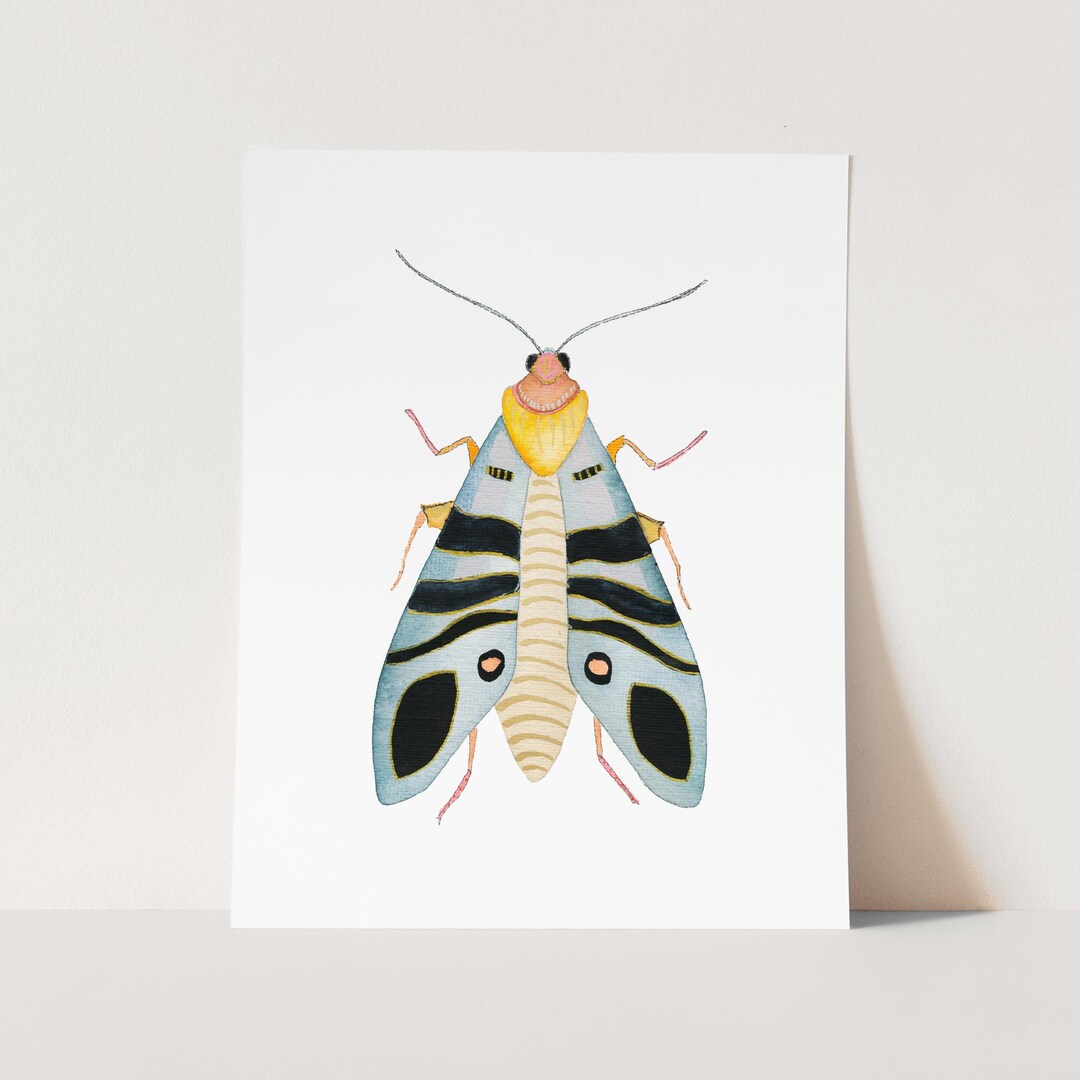 Blue Winged Bug Art Print. Beautiful Insect Painting. Cute Bug. Nursery ...