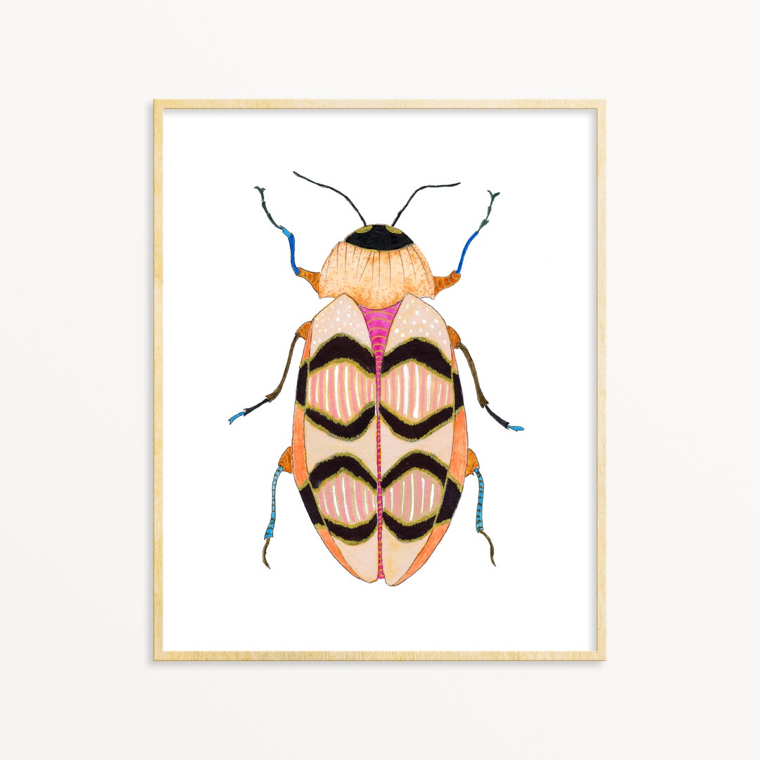 Pretty Beetle Art Print. Fun and Bold Bug Art. Girls Room Decor. Pretty ...