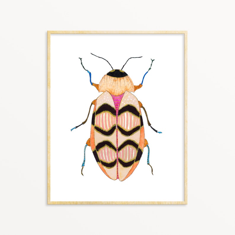 Pretty Beetle Art Print. Fun and Bold Bug Art. Girls Room - Etsy