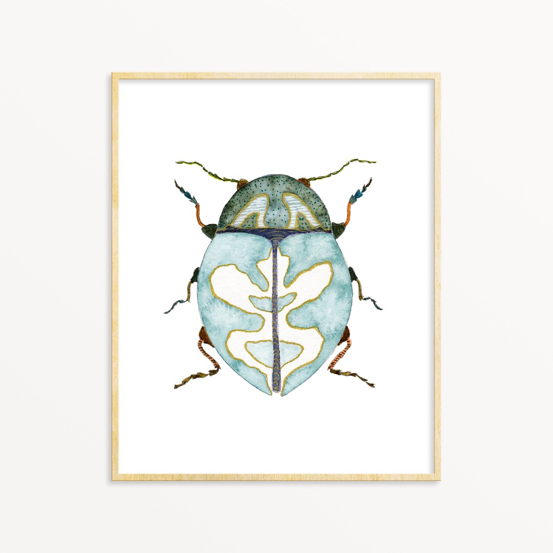 Light Blue Beetle Art Print. Pretty Bug Art. Nature Decor. Kids Room ...